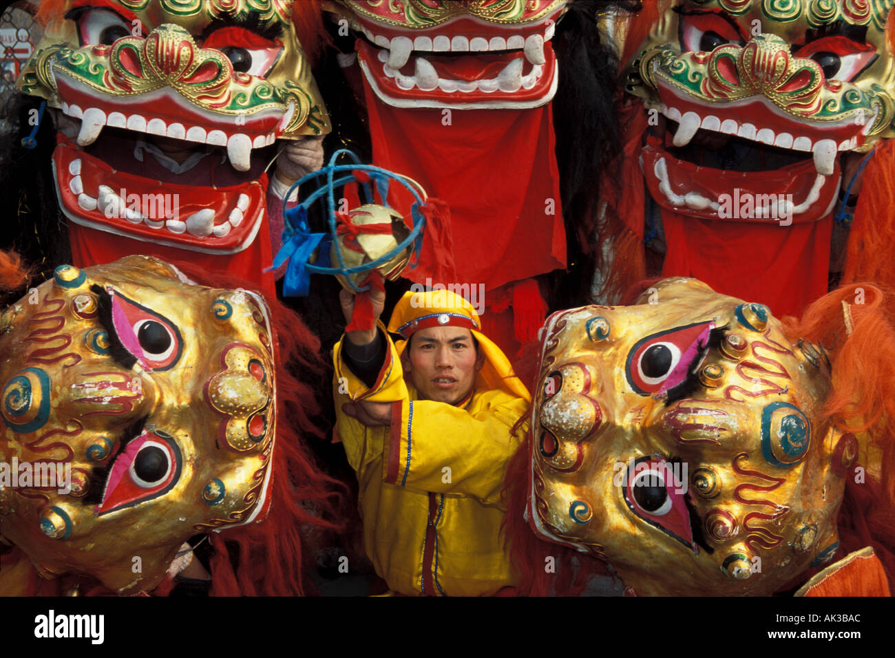 Lion dance performance celebrating Chinese New Year Beijing China Stock ...