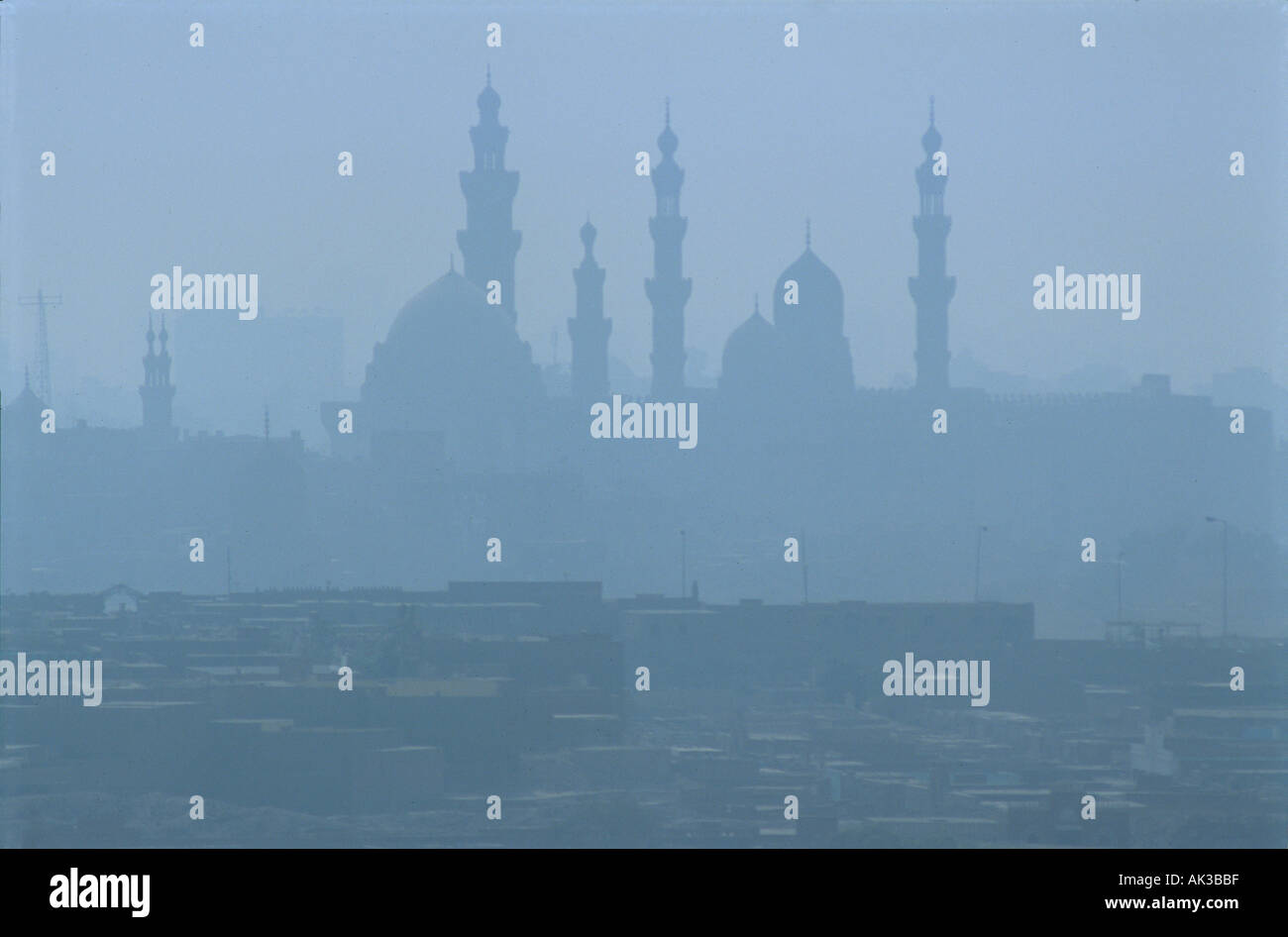 Cairo in heavy smog seen from the minaret of Qaitbey Mosque Stock Photo ...