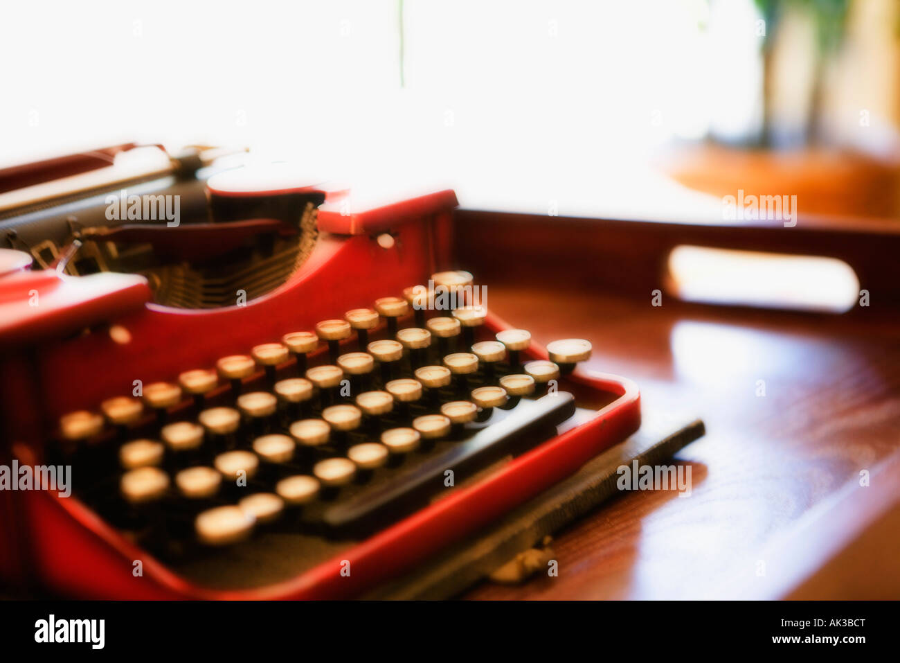 Red Old Fashioned Typewriter Stock Photo - Alamy