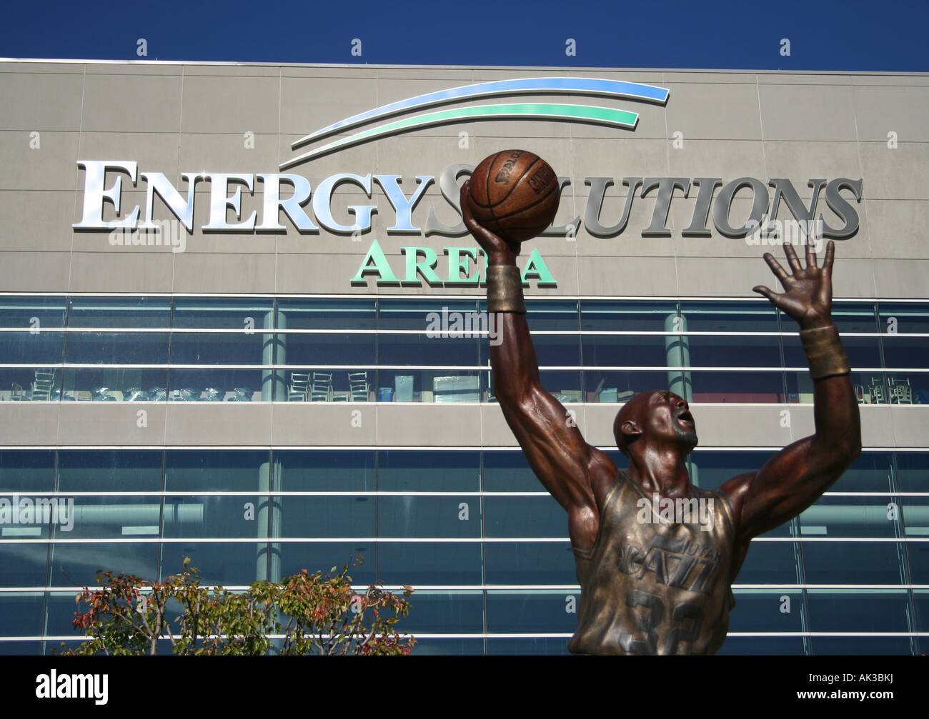 statue of Utah Jazz Basketball player outside Energy Solutions Arena ...