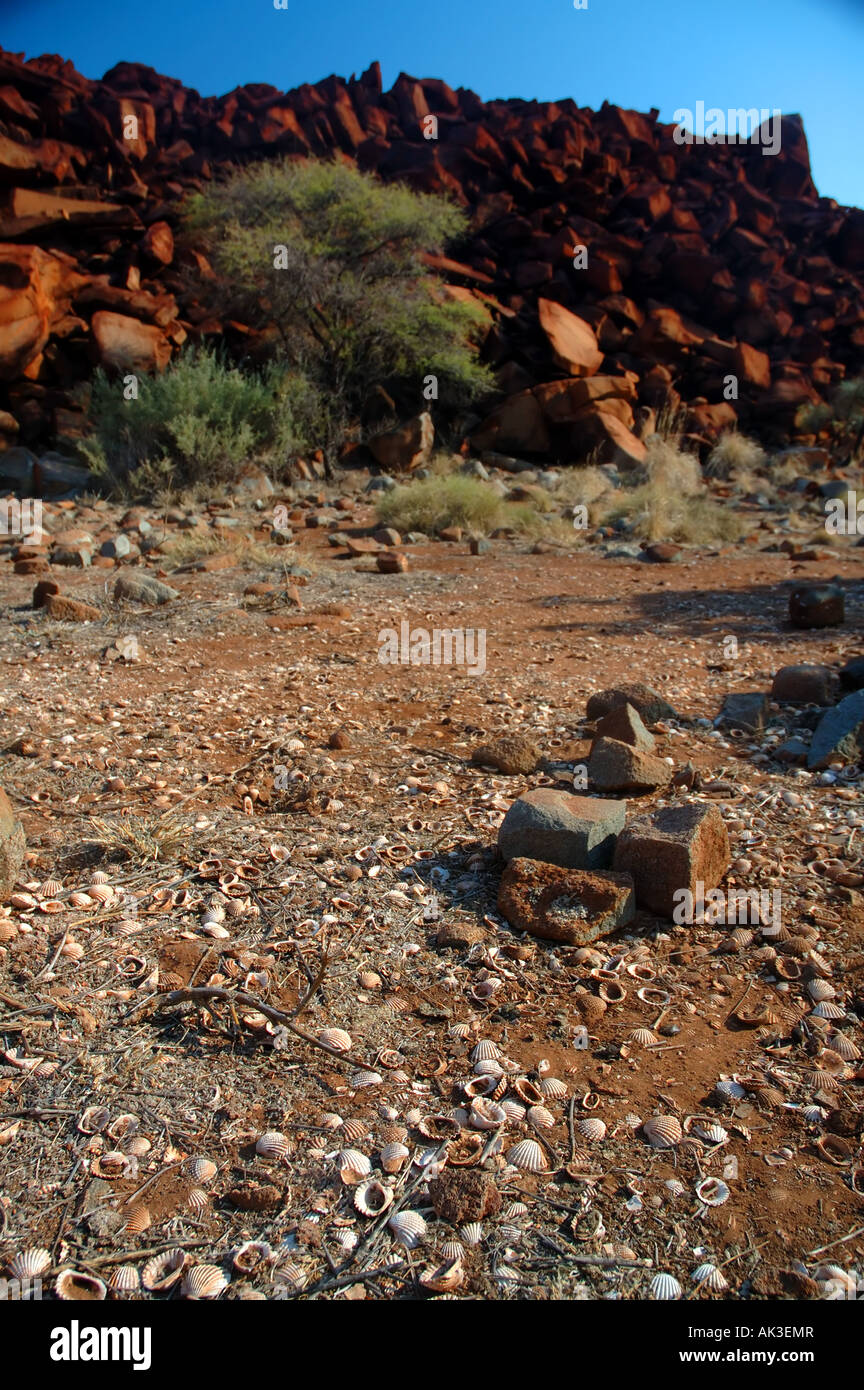 Ancient aboriginal midden composed mainly of cockle shells, in Deep ...