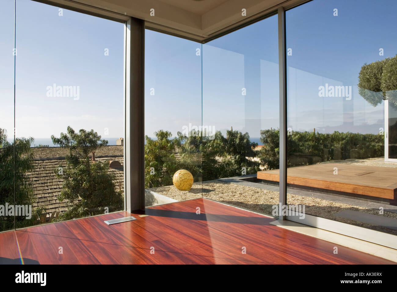 Large Windows and Hardwood Floor Stock Photo - Alamy