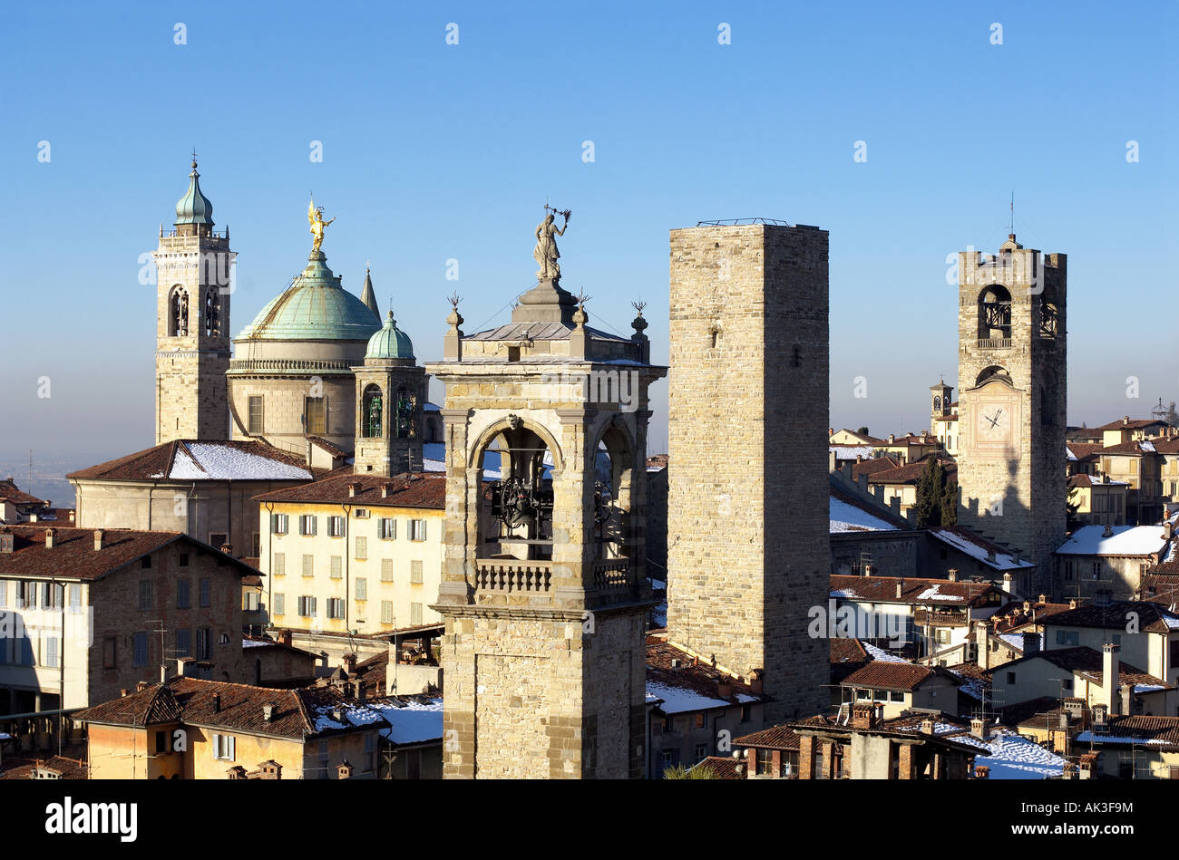 bergamo High city Profile winter at the center dome Stock Photo - Alamy
