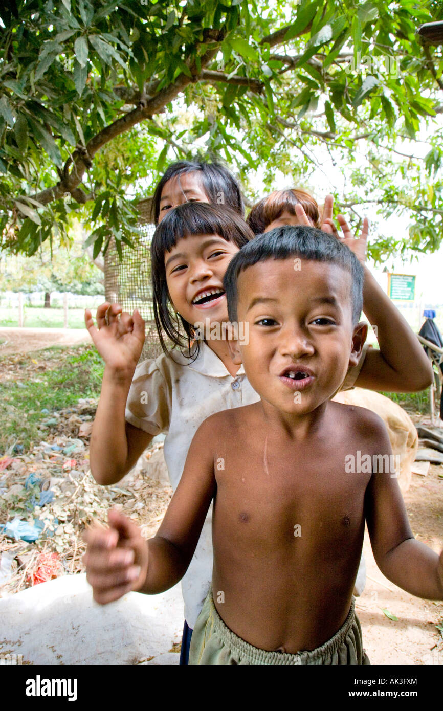 Children playing outdoors, Mekong Island, Phnom Penh, Cambodia Stock ...