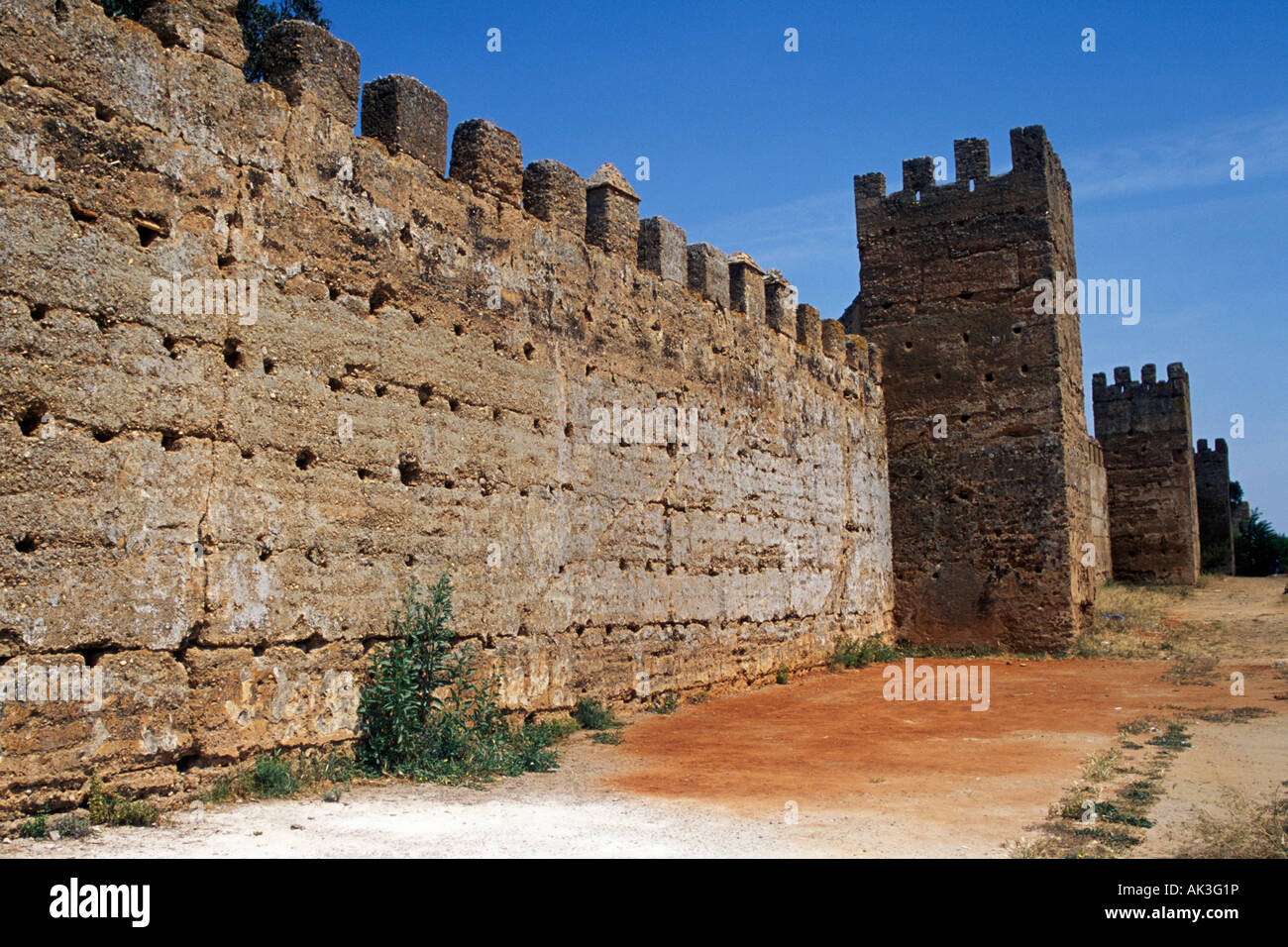Ancient medina walls of the Roman ruin Volubilis - Marrakech, Morocco ...