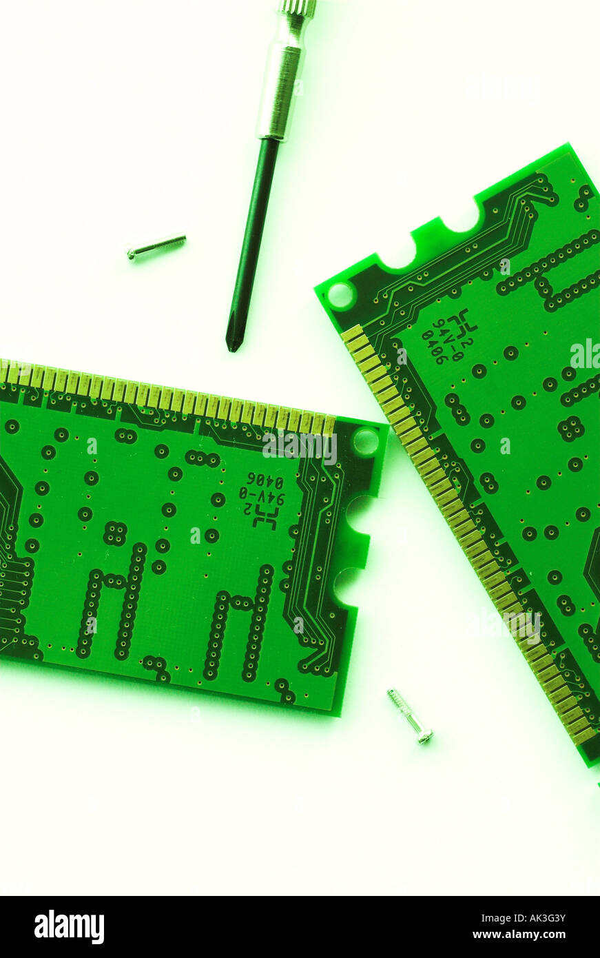 Memory boards, screwdriver and two screws Stock Photo - Alamy