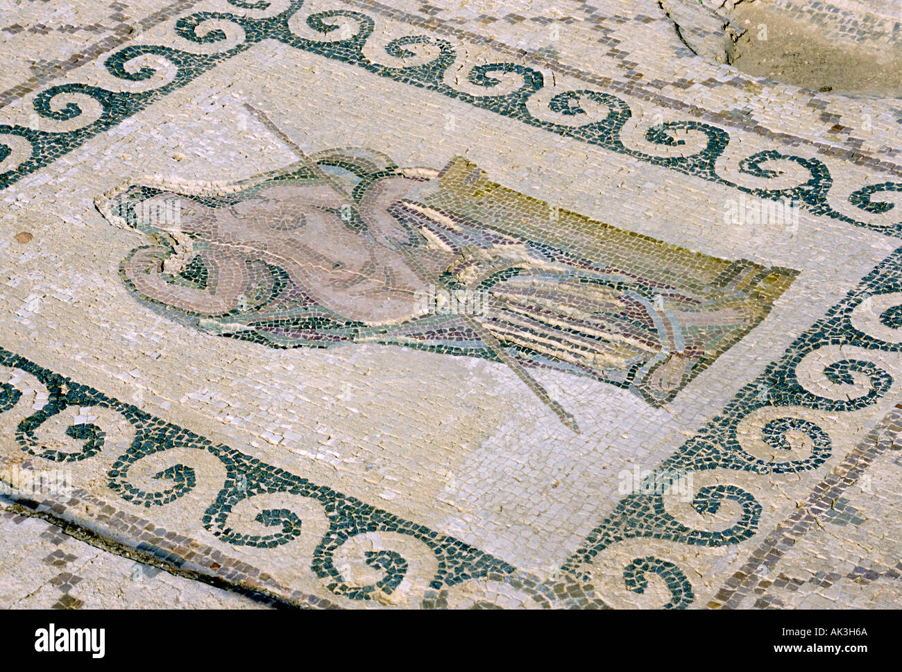 Mosaic in the 2nd 4th century A D Roman Villa of Theseus at Paphos ...