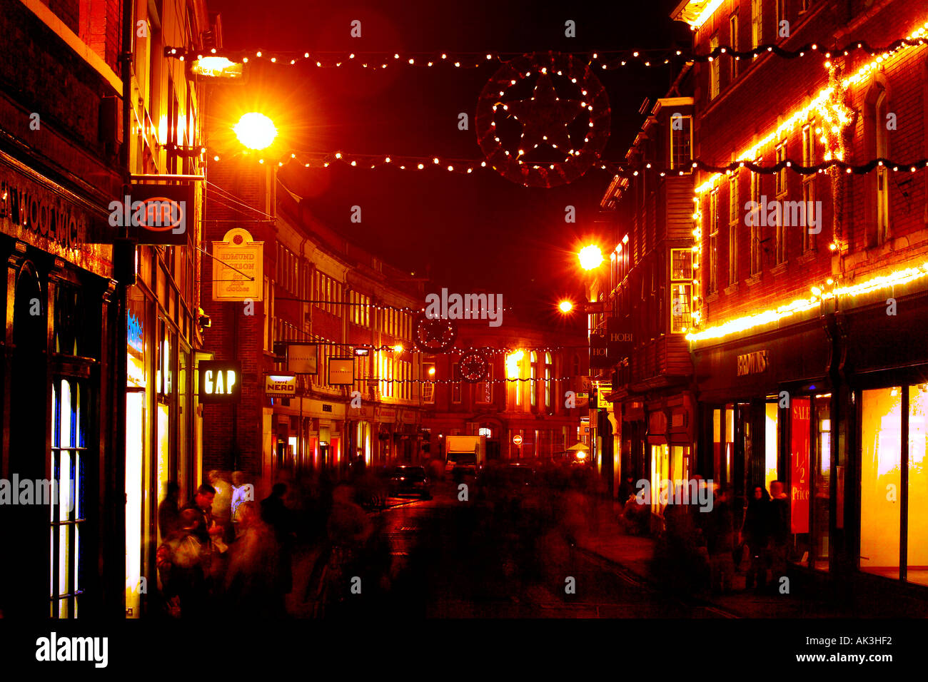 Christmas light display down Davygate York UK Stock Photo - Alamy