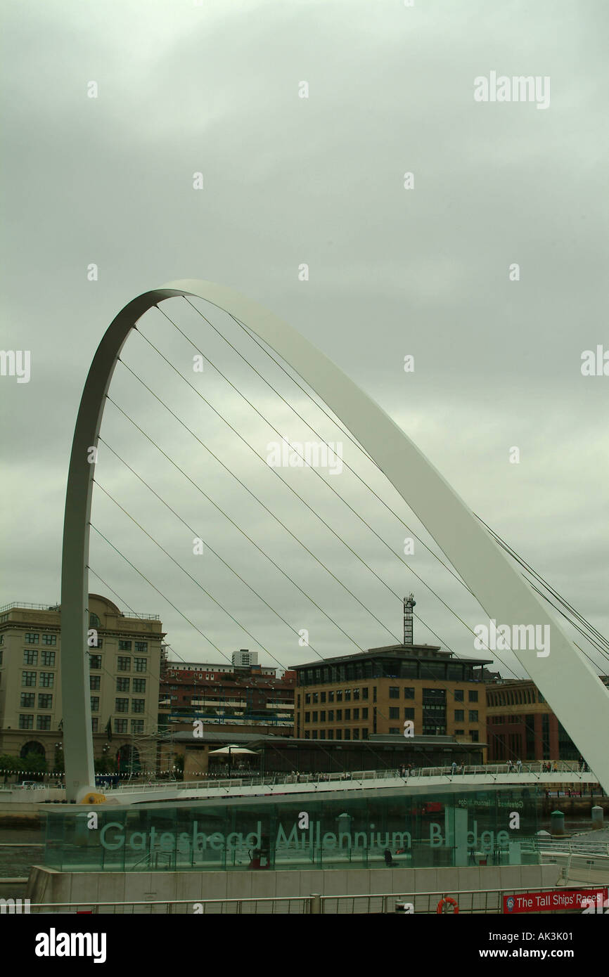 Millennium Bridge over the river Tyne Newcastle Gateshead Tyne and Wear ...