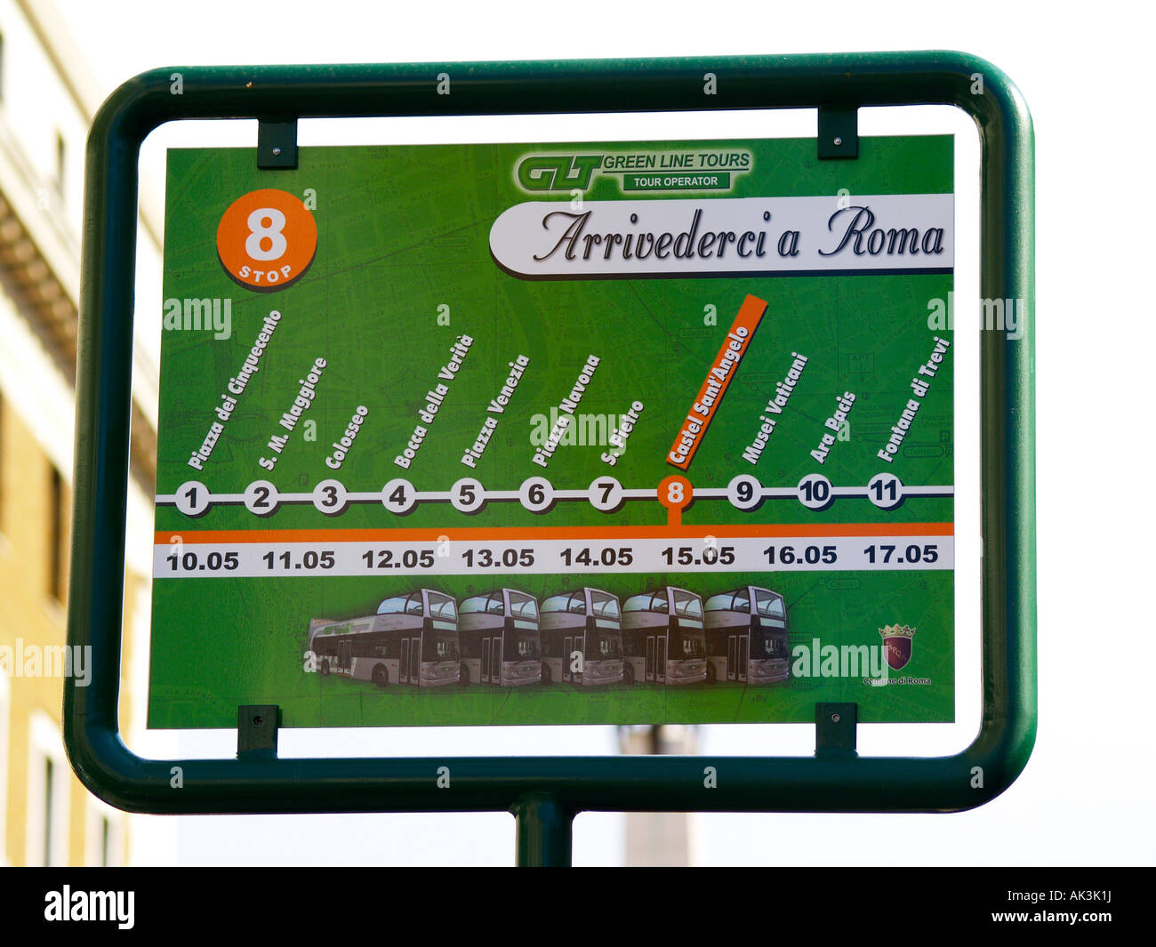 Bus stop route sign Rome Italy Stock Photo - Alamy