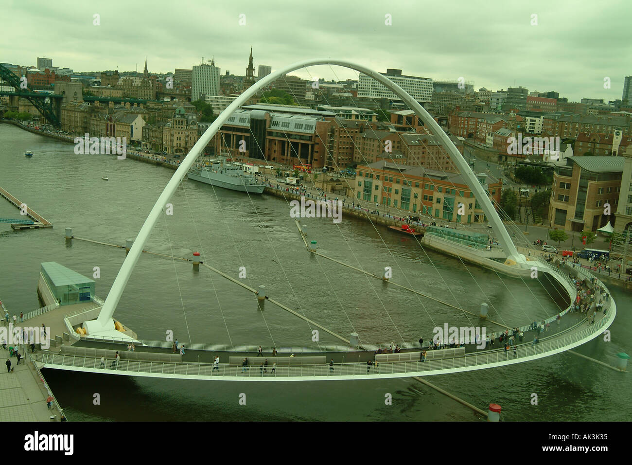 Millennium Bridge over the river Tyne Newcastle Gateshead Tyne and Wear ...