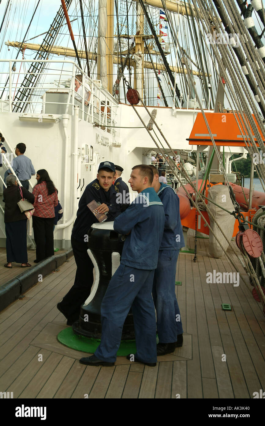 Cadet sailors from the Russian Federation navy relaxing and smoking on ...