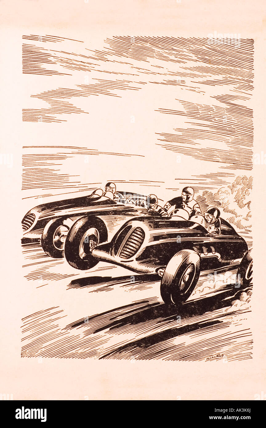 race car high speed comic book 1950 Stock Photo - Alamy