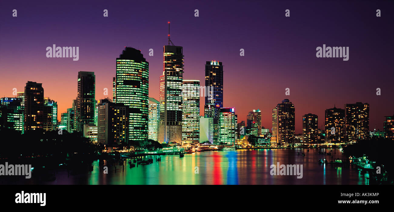 Australia. Queensland. Brisbane. City skyline. Night view Stock Photo ...
