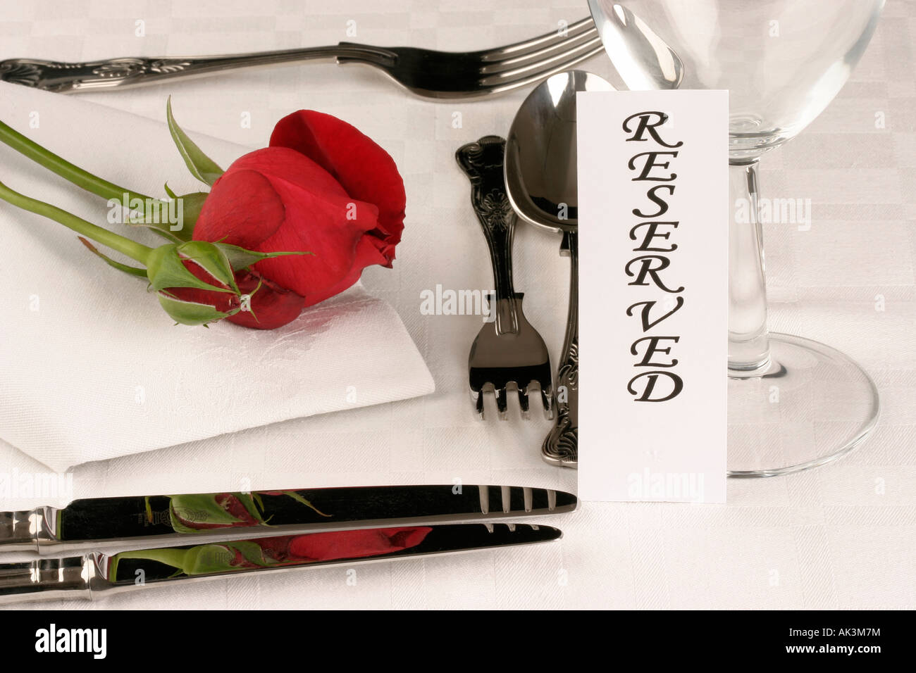 Reserved Table Setting Stock Photo - Alamy