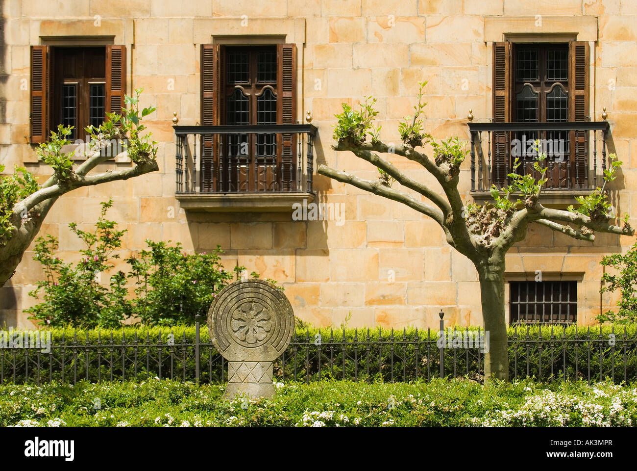 A Basque Coat of Arms in front of palace, Elorrio, Basque Country ...