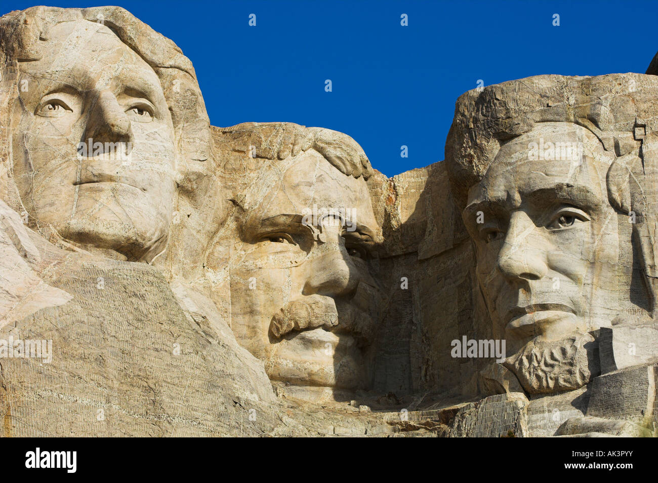 Close up view of Thomas Jefferson Theodore Roosevelt and Abraham ...