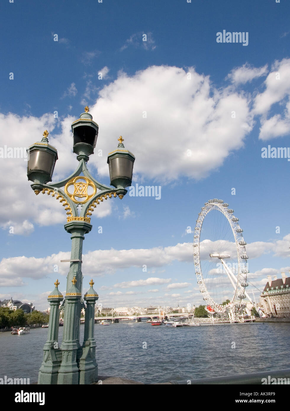 Lamp post River Thames and the London Eye London England UK GB EU Stock ...