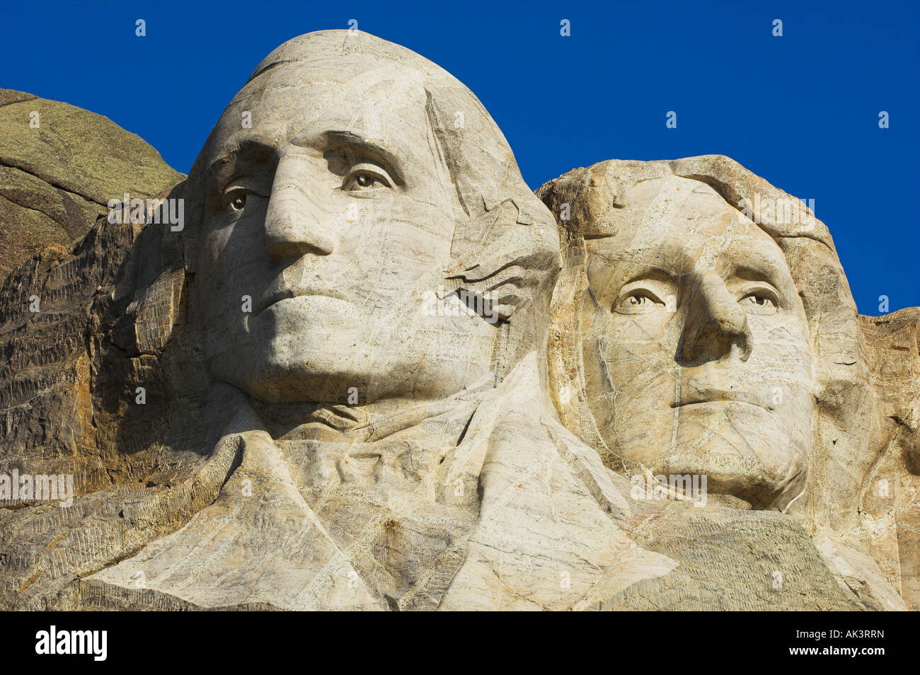 Close up view of George Washington and Thomas Jefferson at Mount ...
