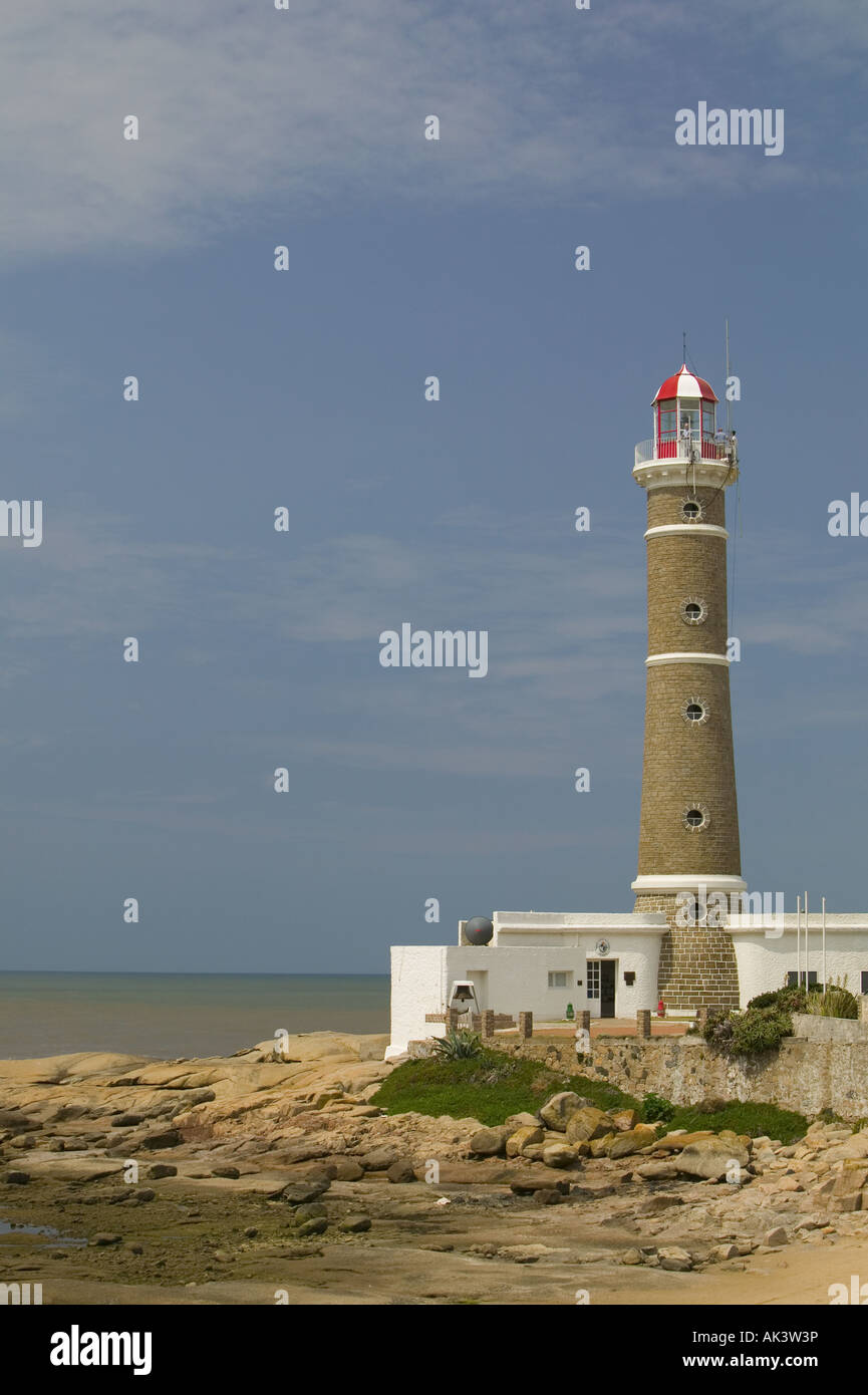 The lighthouse in the town of Jose Ignacio, Uruguay, in the province of ...