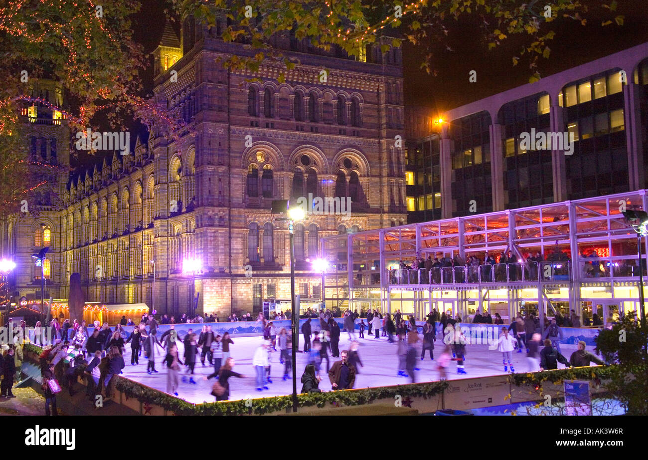 The Xmas Ice Rink at the Natural History Museum London Stock Photo - Alamy