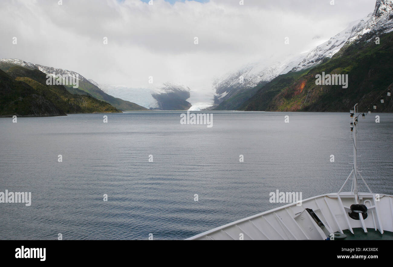 Ship entering the Hyatt Sound, Chile Stock Photo - Alamy