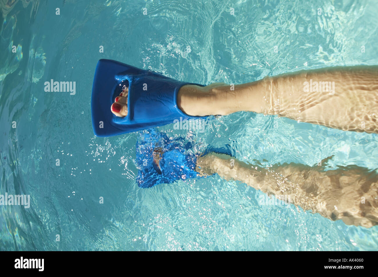 Overhead view of feet in swim fins Stock Photo - Alamy