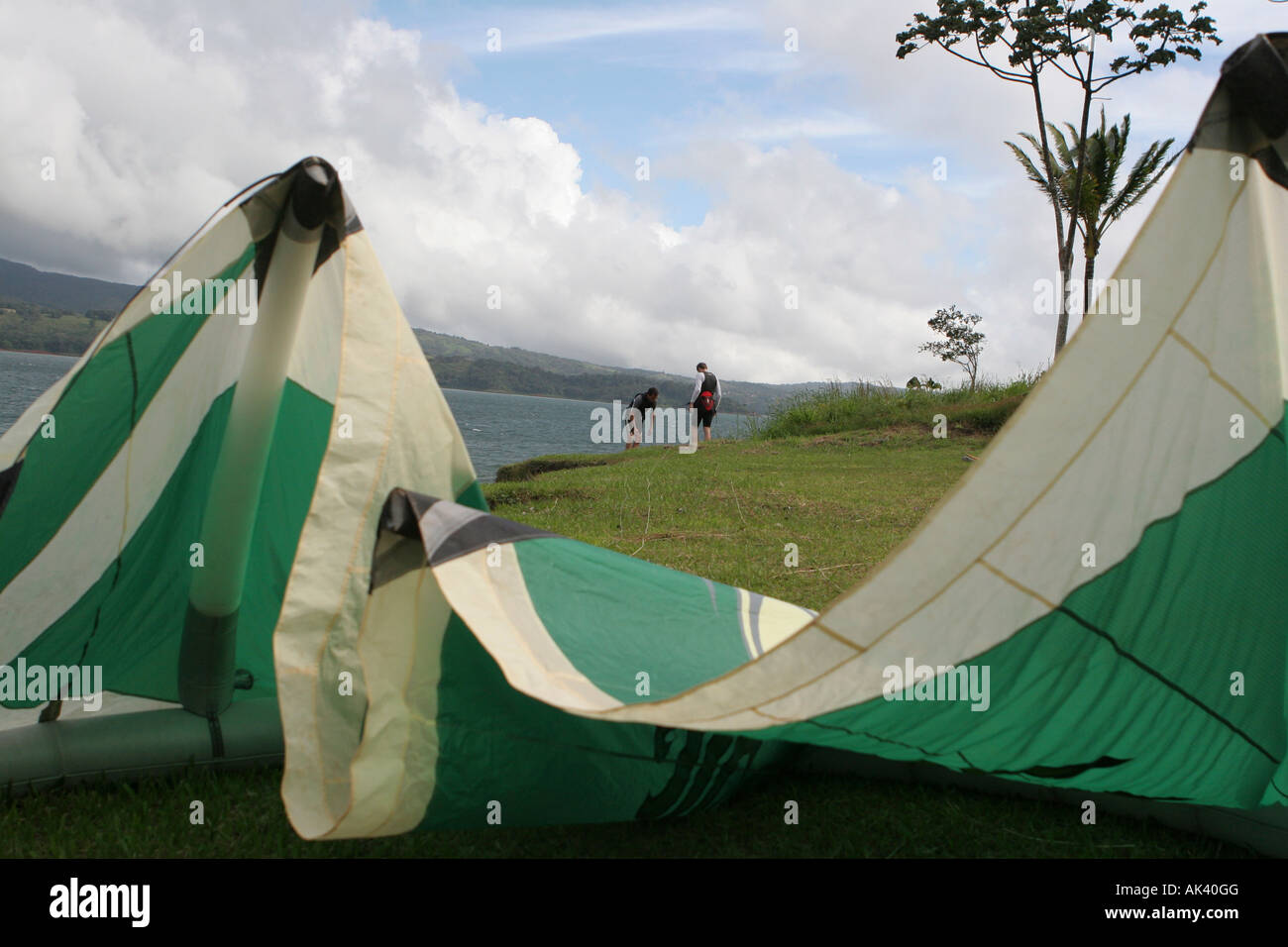 kite boarding lessons at Lake Arenal in Costa Rica Stock Photo - Alamy