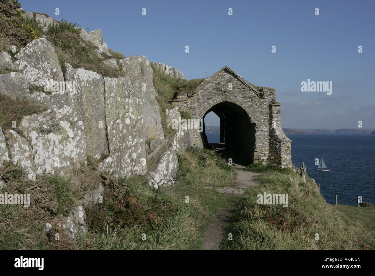Queen Adelaide's Grotto at Penlee Point Rame Peninsula Cornwall on a ...