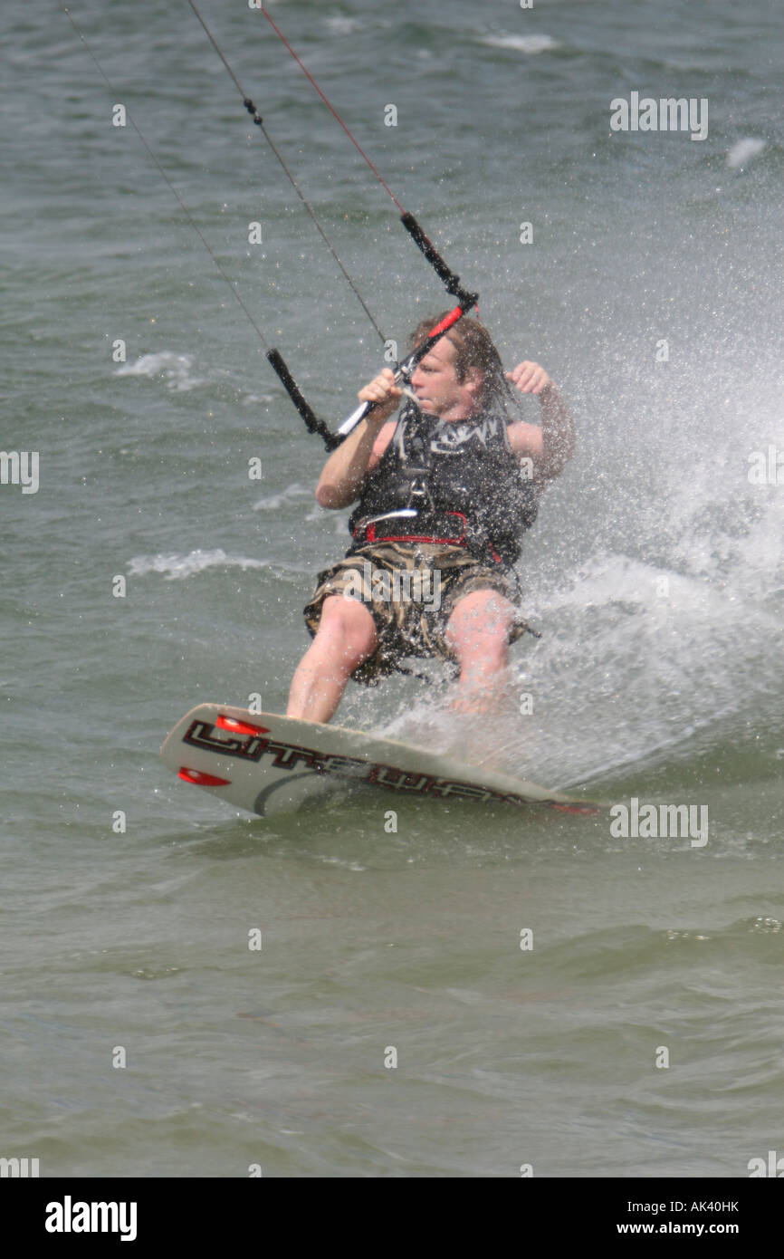 kite boarding in costa rica lake arenal Stock Photo - Alamy