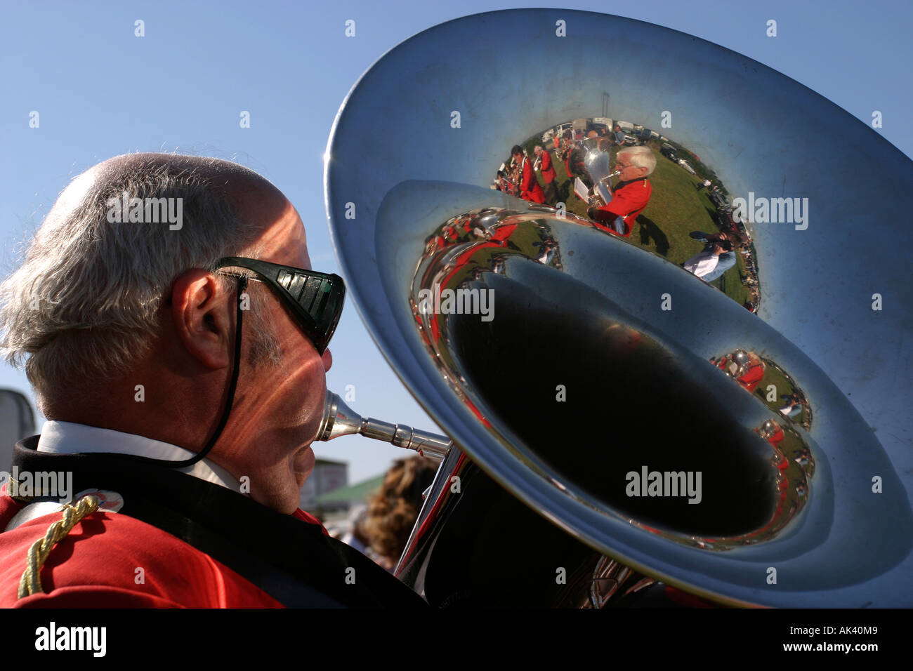 Man playing tuba at local show UK Stock Photo - Alamy