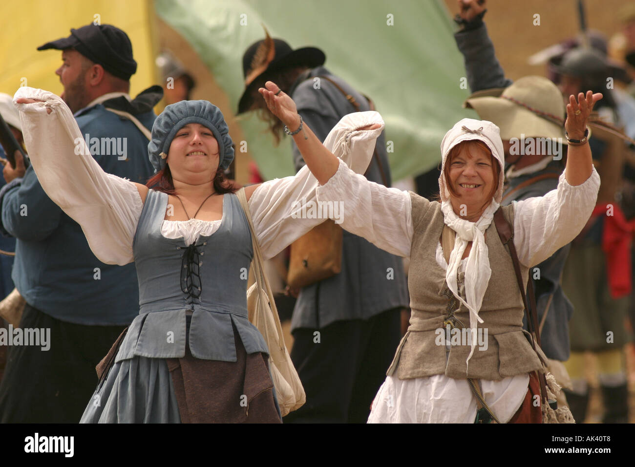 Camp followers at sealed knot civil war battle , Cornwall Uk Stock ...