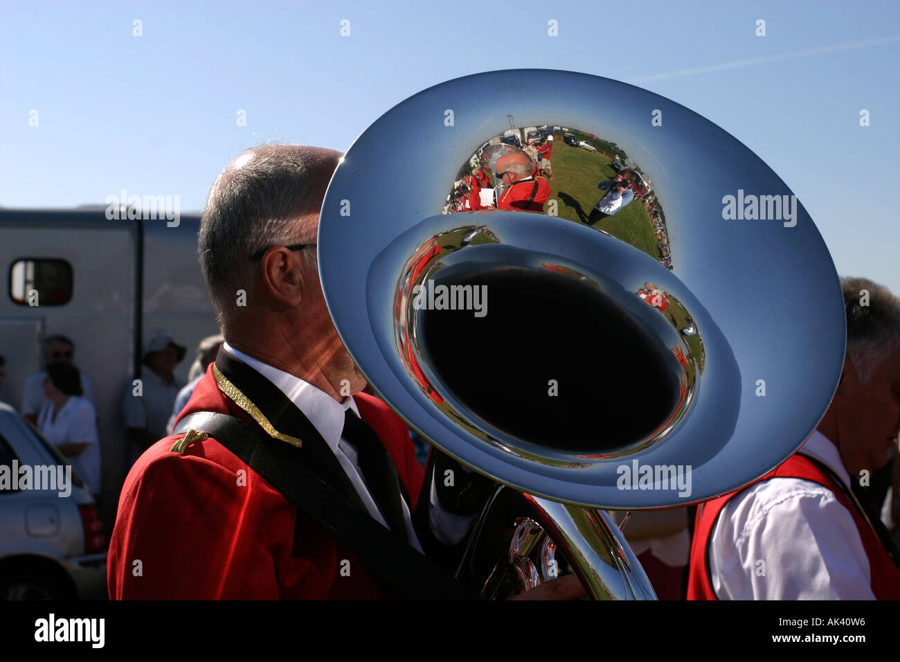 Man Playing Tuba at local show UK Stock Photo - Alamy
