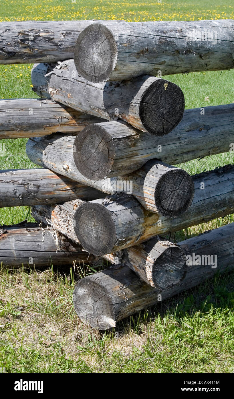 Log Fence Corner Stock Photo - Alamy