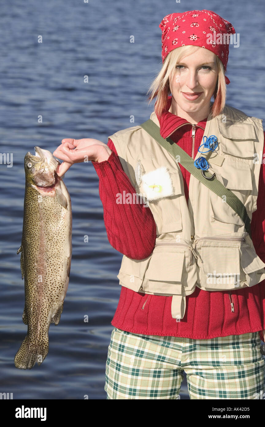 Angler woman fishing success hi-res stock photography and images - Alamy