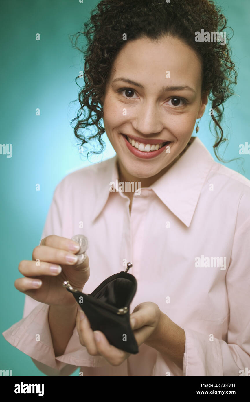 Purse coins happy hi-res stock photography and images - Alamy