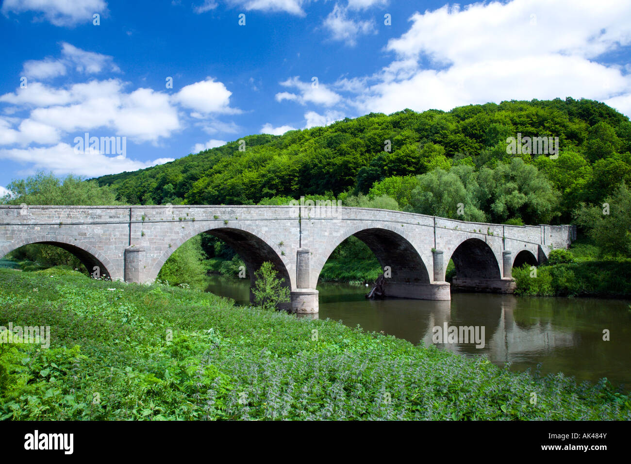 Kerne Bridge over the River Wye at Goodrich Herefordshire on a bright ...