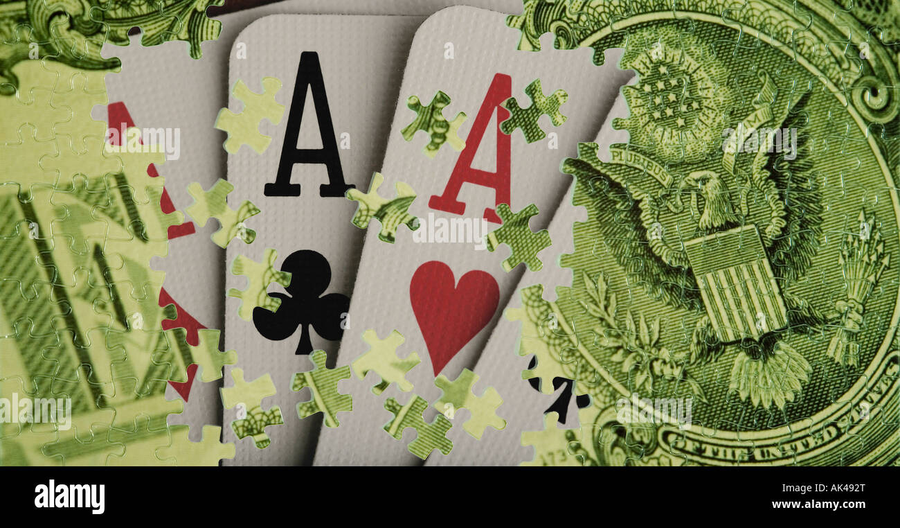 Composite of a US dollar bill and playing cards Stock Photo - Alamy