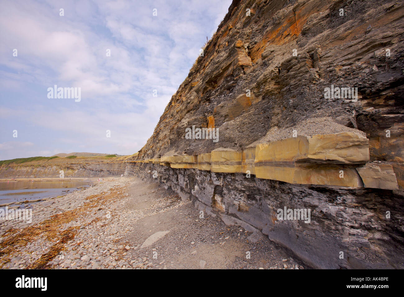 Rock strata stretching across the cliffs of Kimmeridge bay Dorset UK ...