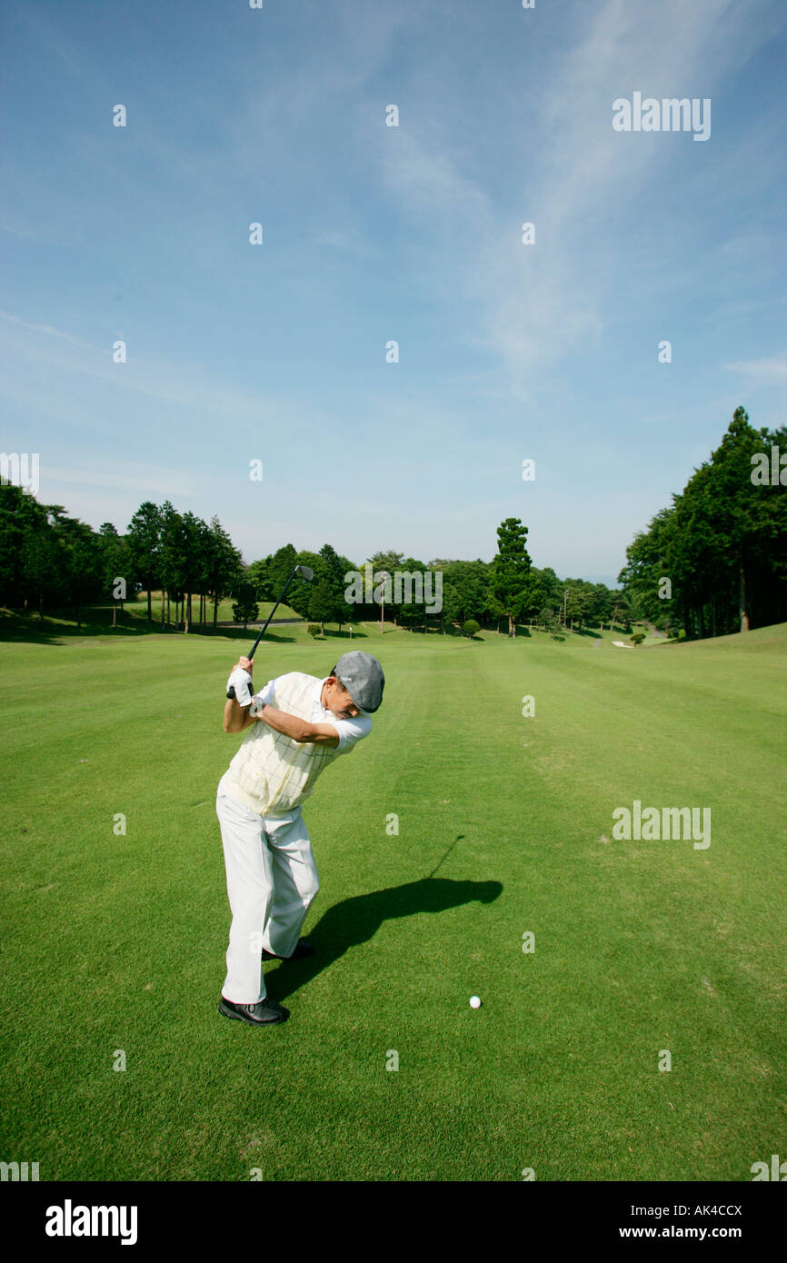 Rear view teeing off golf hi-res stock photography and images - Alamy