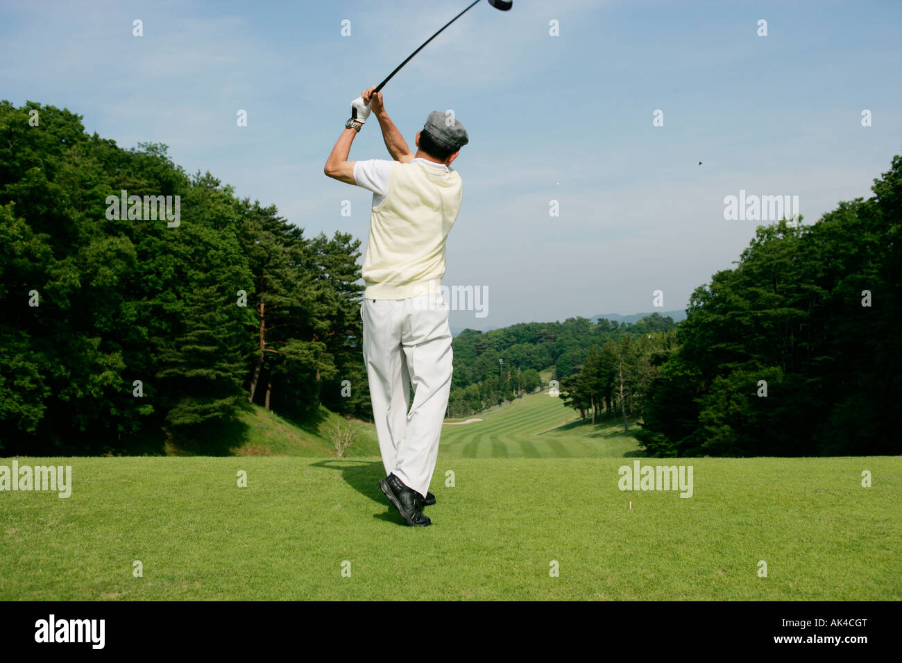 Man playing golf, rear view Stock Photo - Alamy