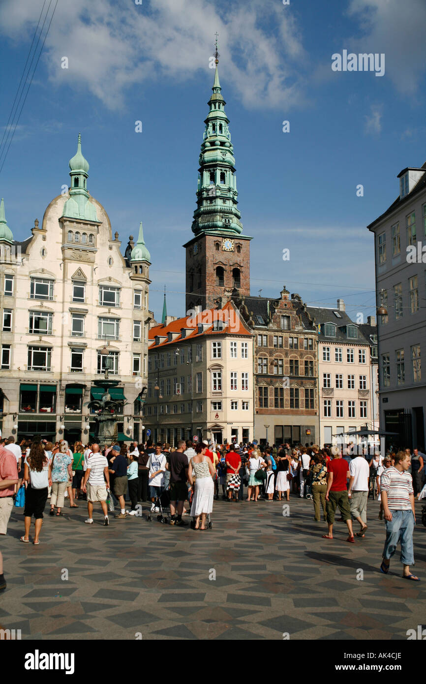 Old Square on Stroget shopping street in Copenhagen Denmark Stock Photo ...