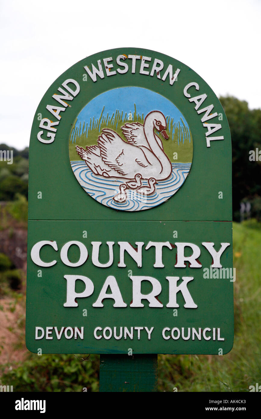 Sign at the entrance to the Grand Western Canal, Tiverton, Devon ...