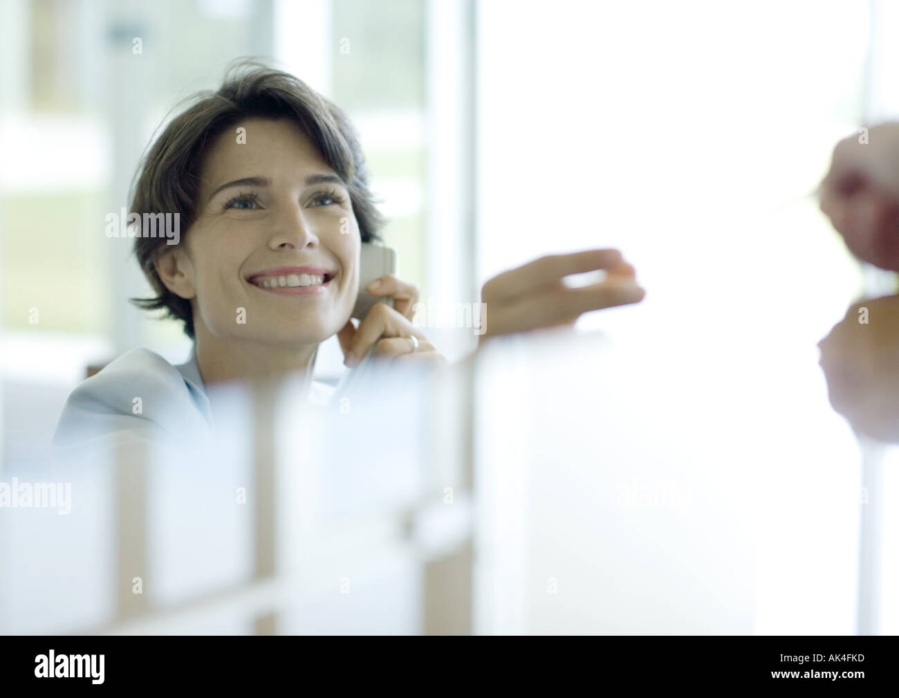 Receptionist phone multi not headset hi-res stock photography and ...