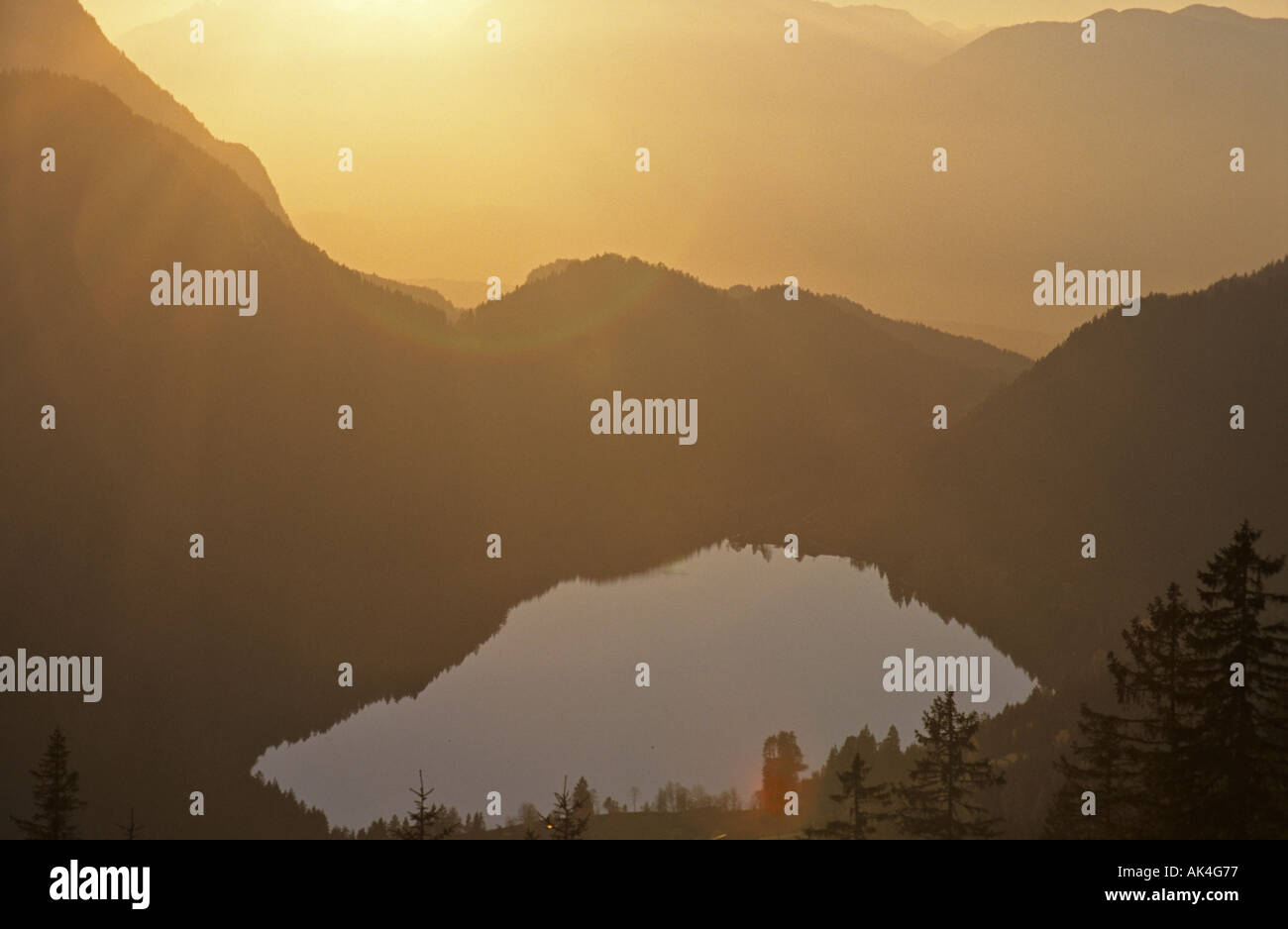 lake Hintersteinersee seen from Steiner Hochalm Tyrol Austria Stock ...
