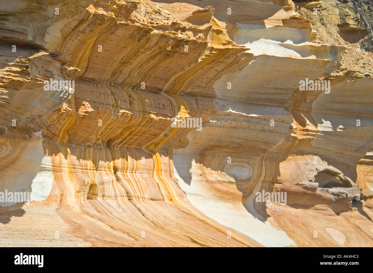 painted cliffs in Maria Island Nationalpark Tasmania Australia Stock ...