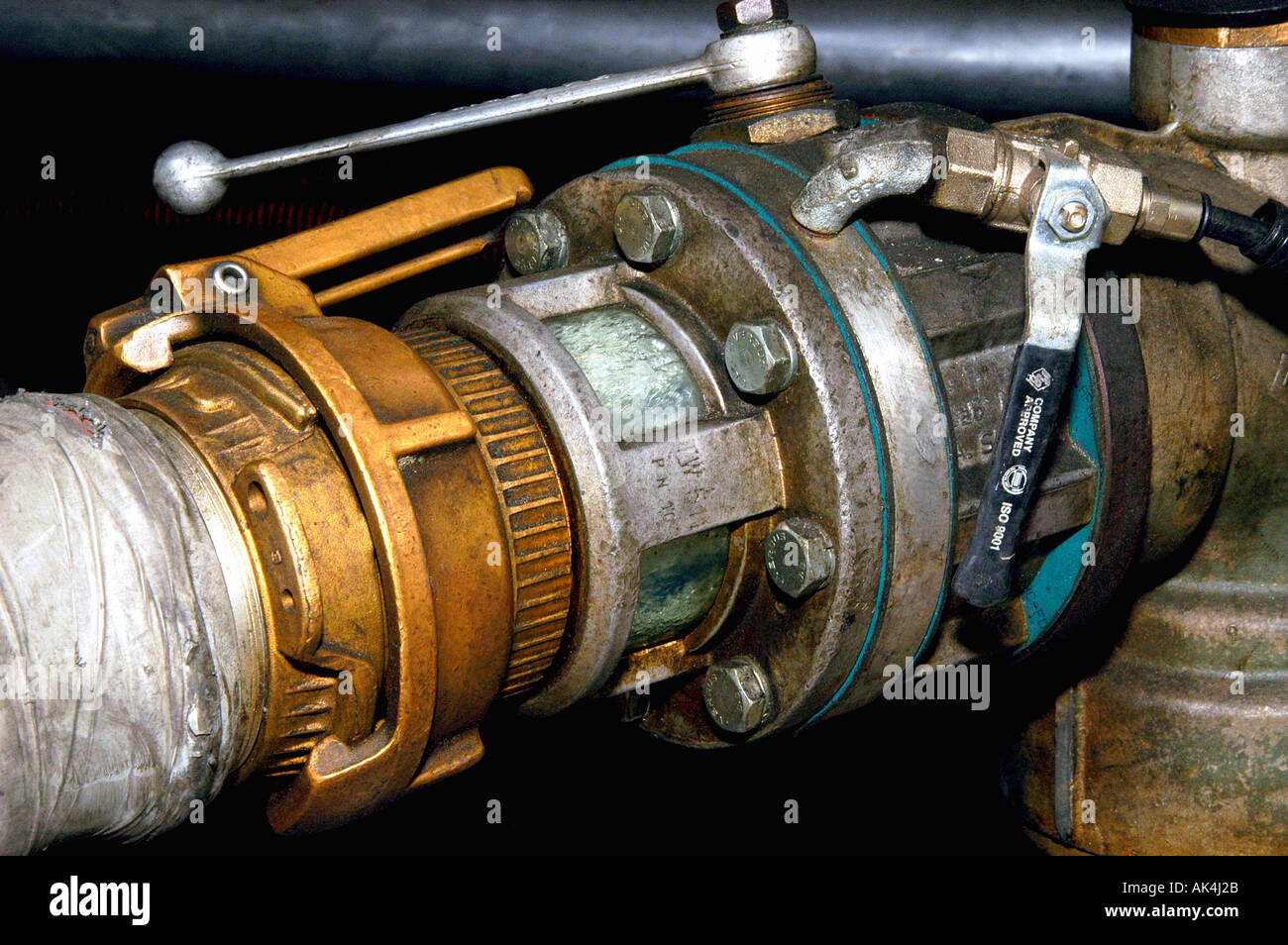 Fuel flow control window on a tank lorry Stock Photo - Alamy