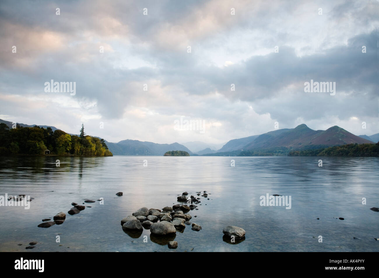 Derwentwater and Derwent Isle from Isthmus Bay in the English Lake ...