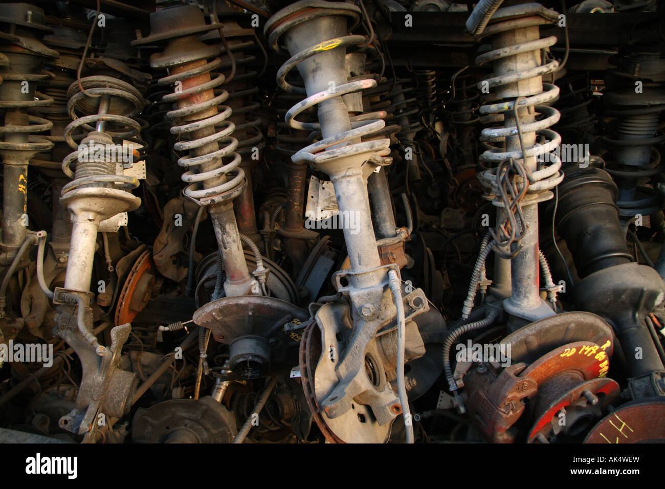 junkyard used car springs Stock Photo - Alamy