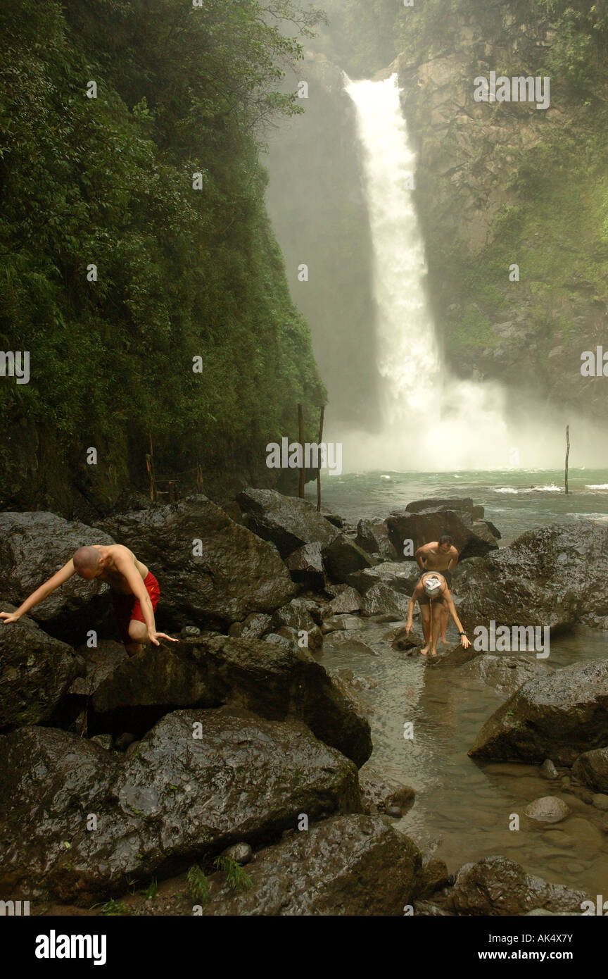 Waterfall near Batad famous for Rice Terraces in the Philippines Stock ...